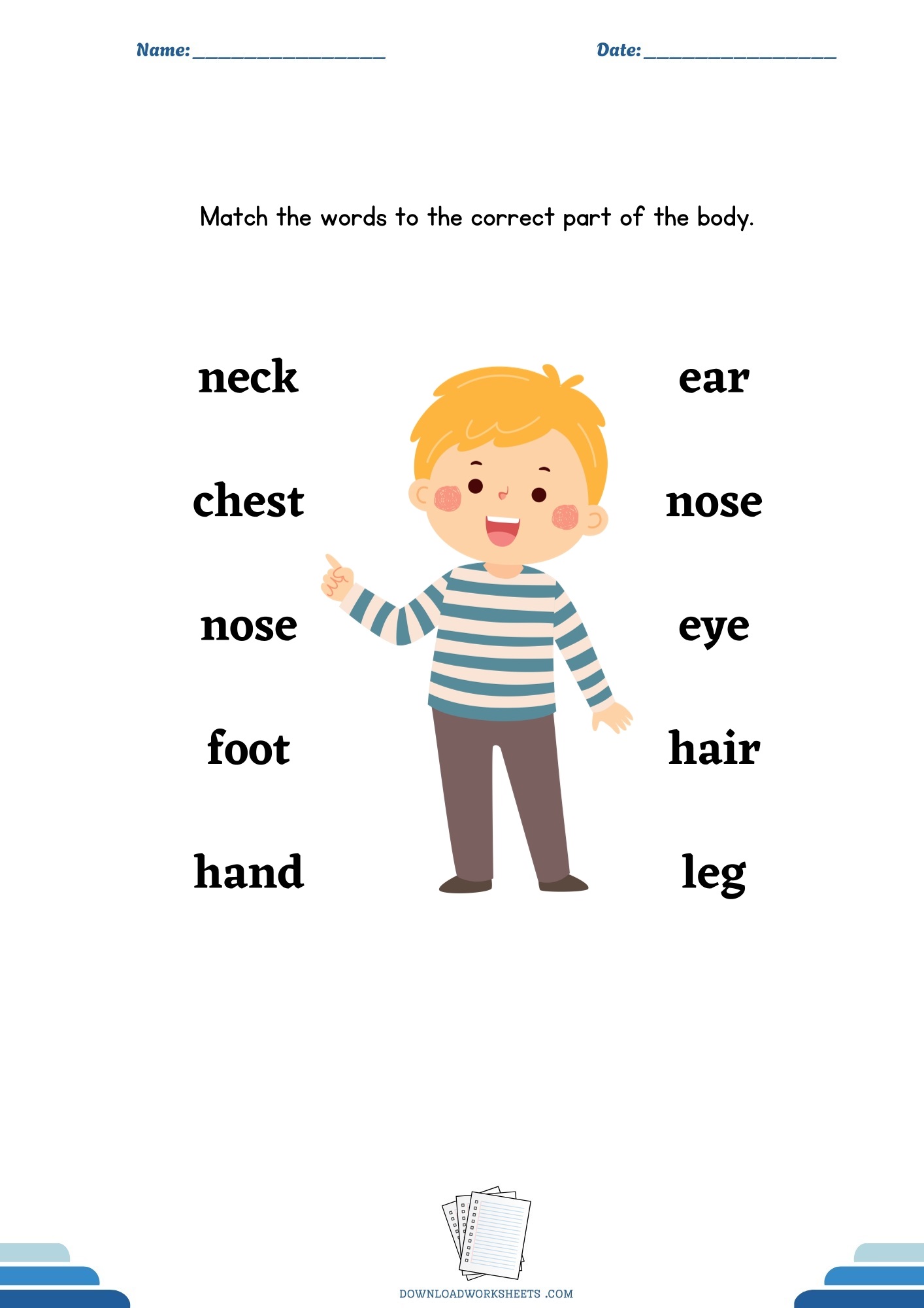 Body Part Names – Download Worksheets